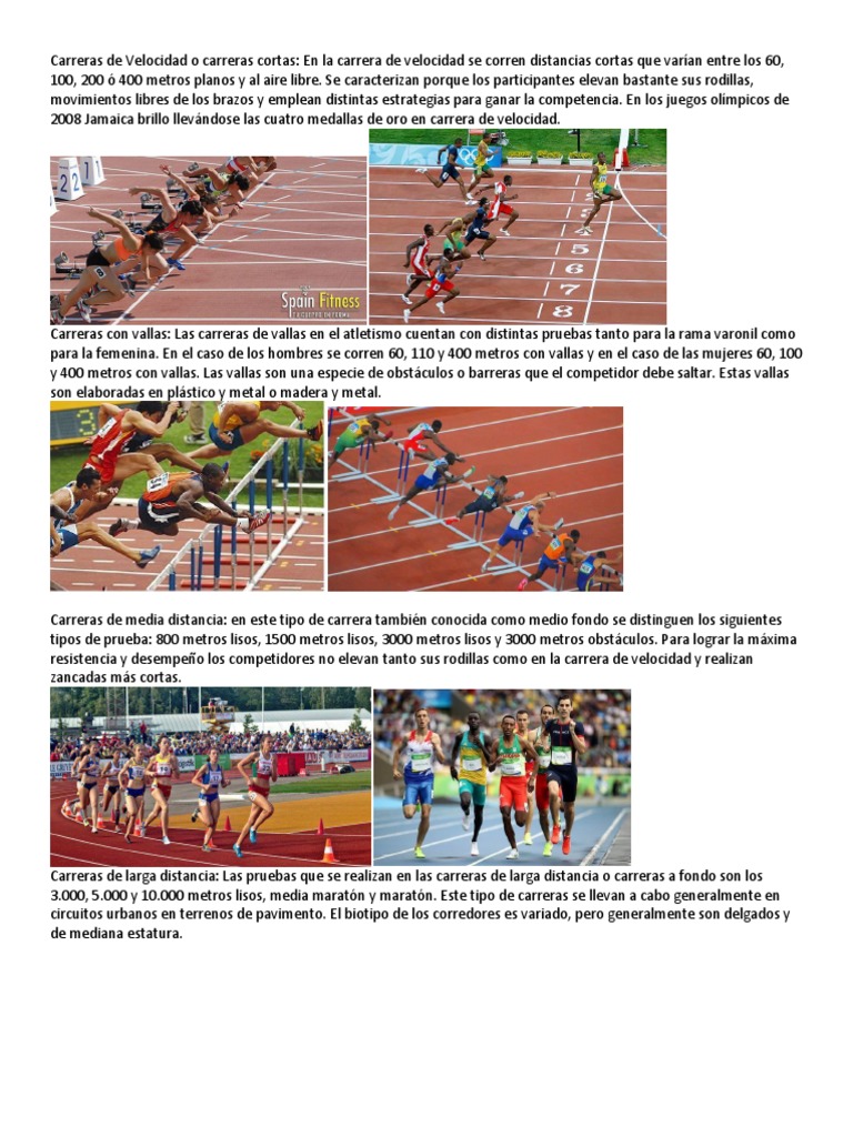 Tipos de Carreras en Atletismo | PDF | Corriendo | Deporte del atletismo