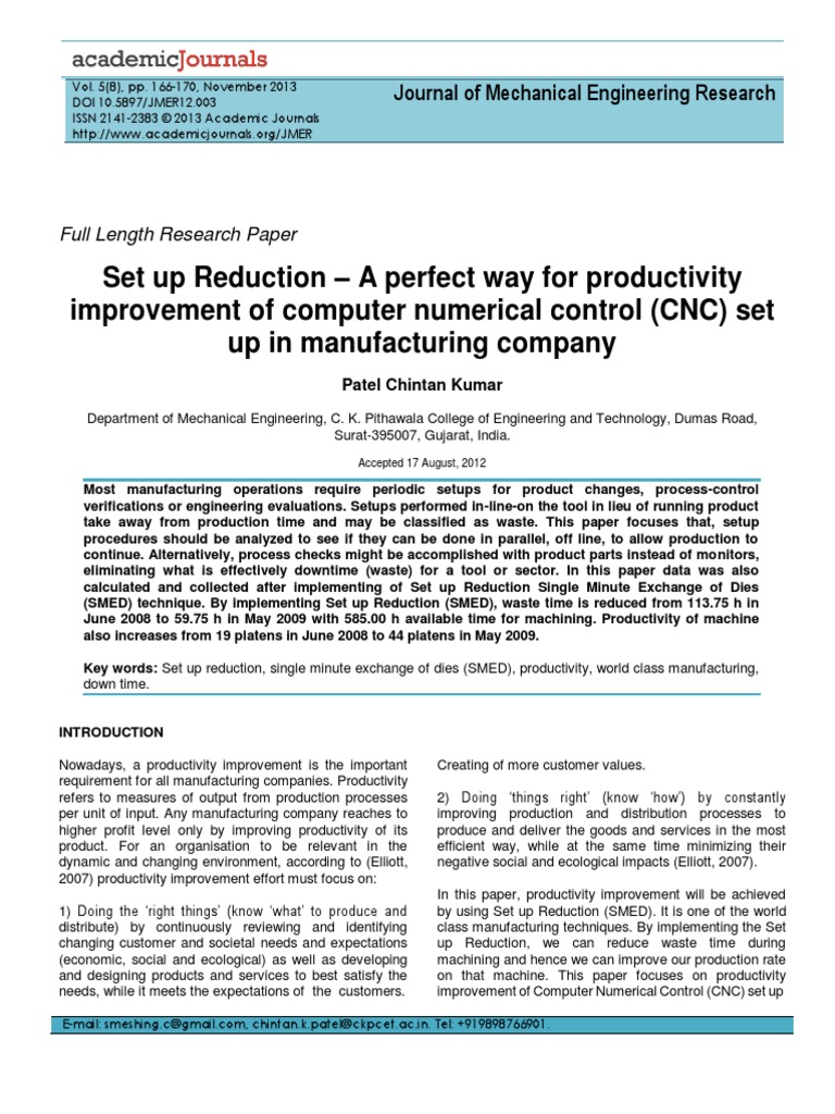 Set Up Reduction | PDF | Production And Manufacturing | Supply Chain ...