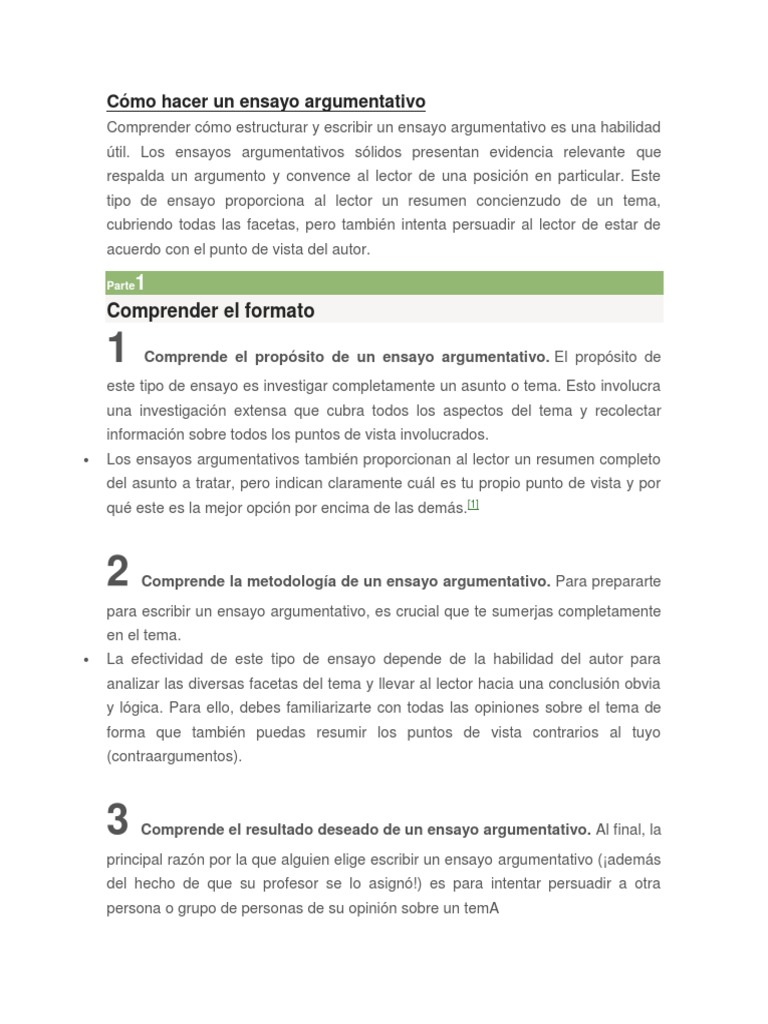 Cómo Hacer Un Ensayo Argumentativo | PDF | Ensayos | Asunto (gramática)