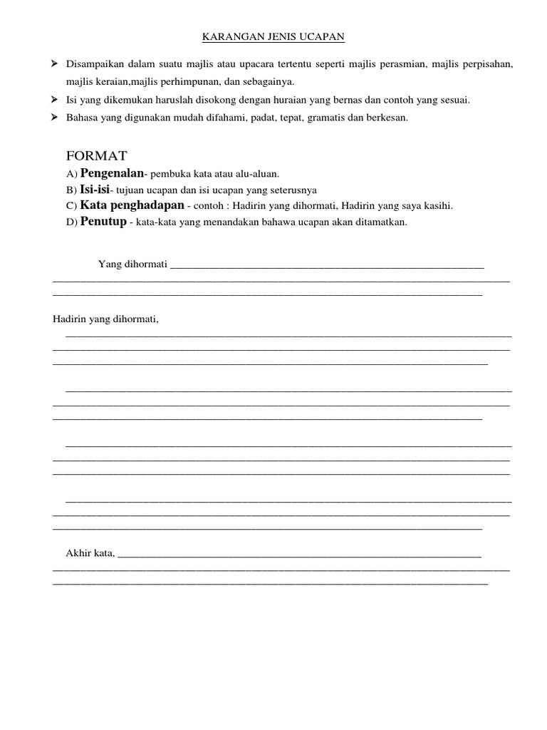 Karangan Jenis Ucapan Pdf