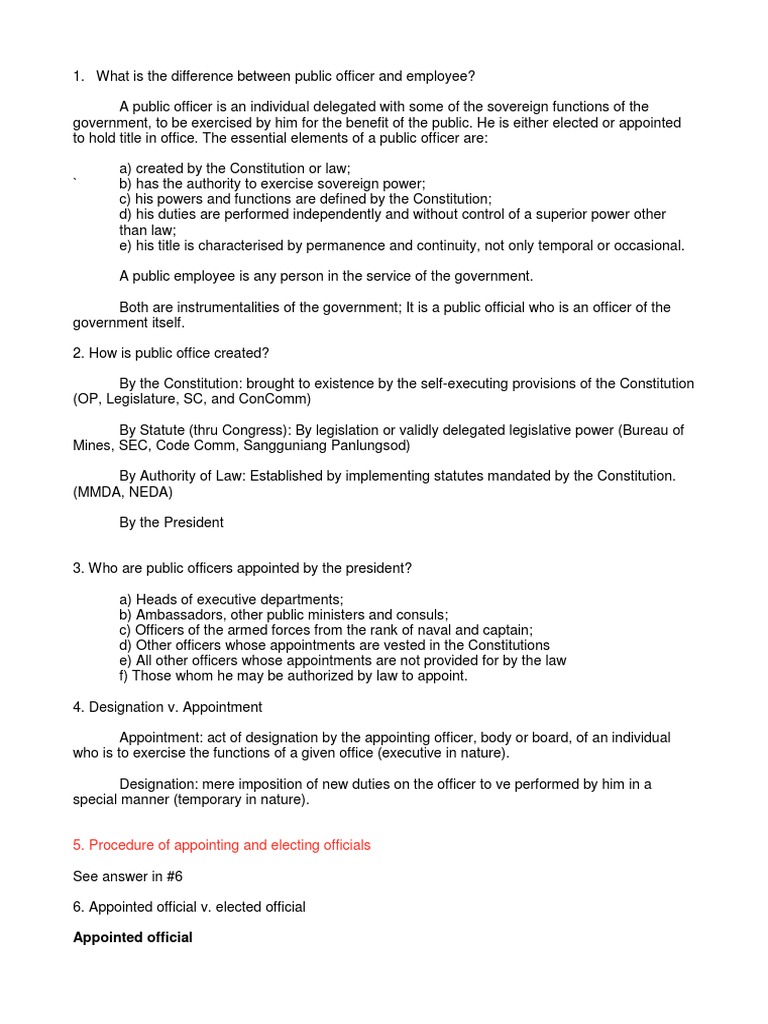 Procedure of Appointing and Electing Officials: Appointed Official ...