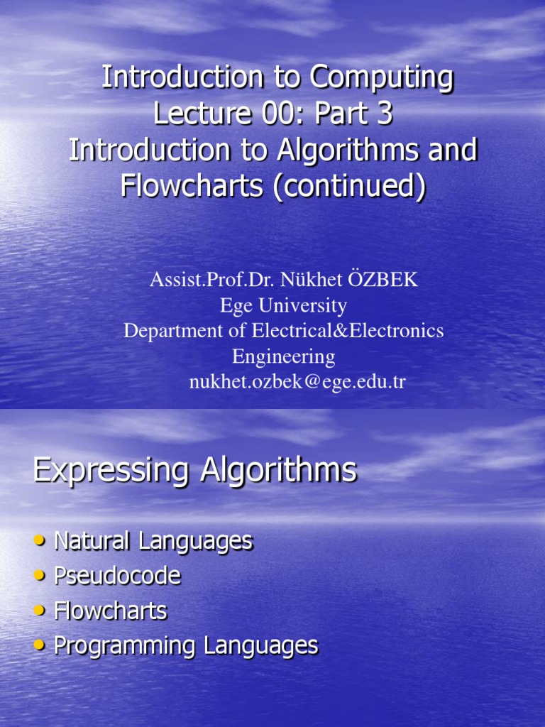 Introduction To Computing Lecture 00 Part 3 Introduction To Algorithms And Flowcharts 4933