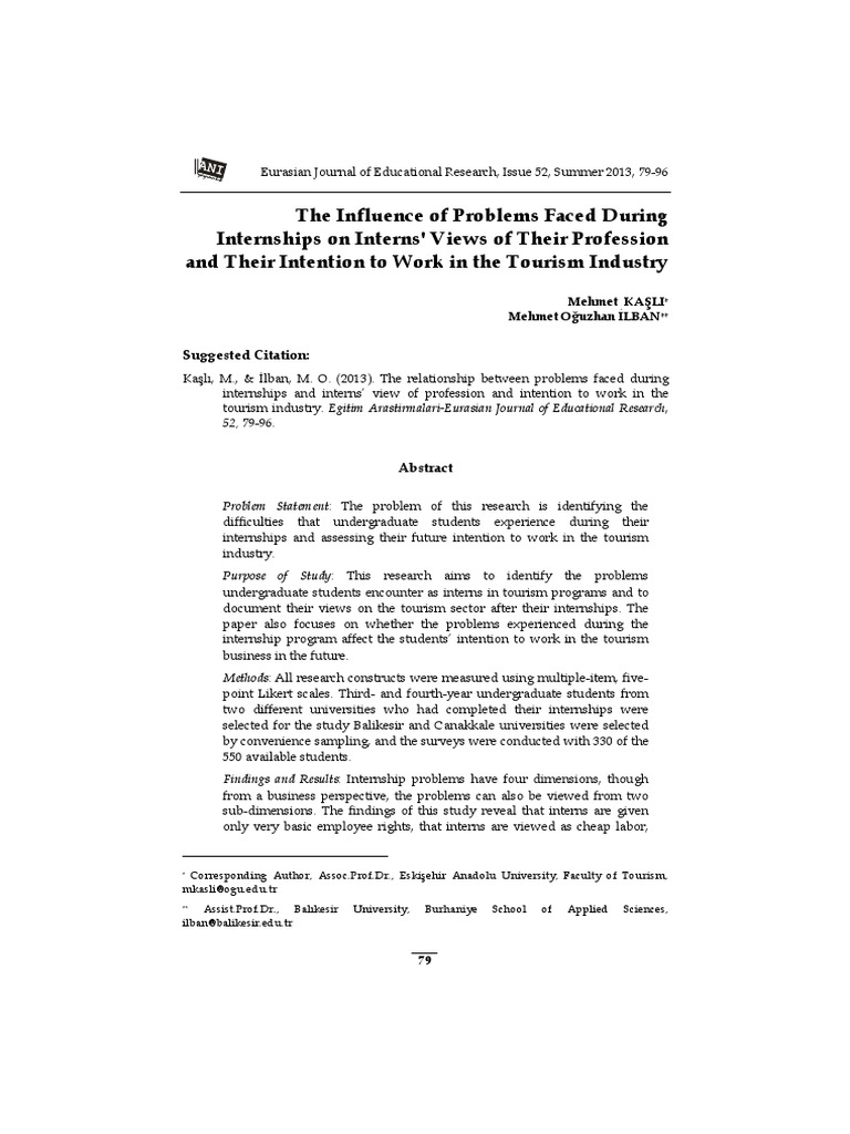The Challenges of Internships: How Problems Experienced During Tourism ...