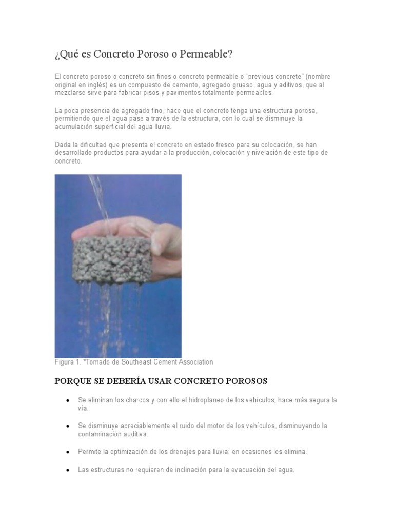 Concreto Poroso: Ventajas y Aplicaciones | PDF | Hormigón | Agua