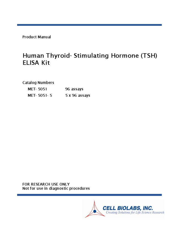 Human Thyroid-Stimulating Hormone (TSH) Elisa Kit: Product Manual | PDF ...