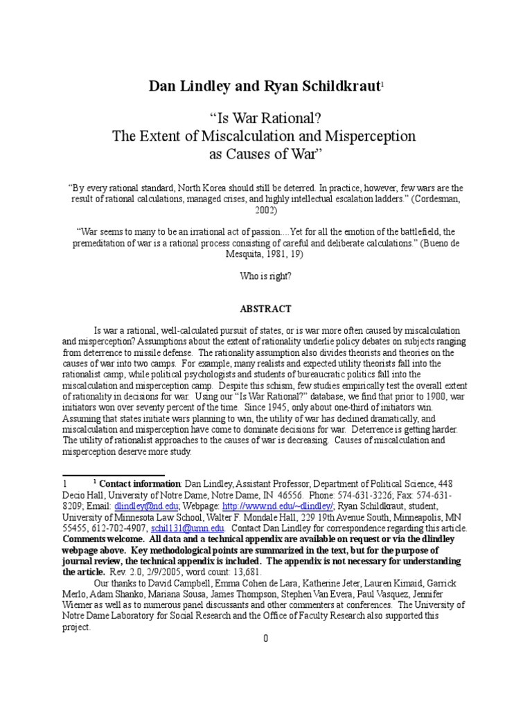 Is War Rational? The Extent of Miscalculation and Misperception As ...