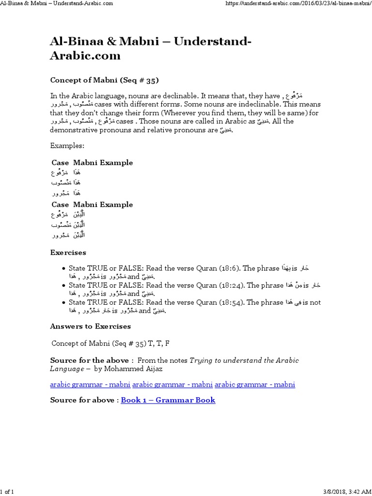 Al-Binaa & Mabni | PDF | Religion & Spirituality