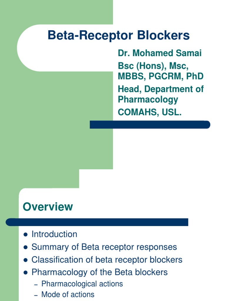 Overview of Beta-Blockers Classification | PDF | Drugs | Cardiovascular ...