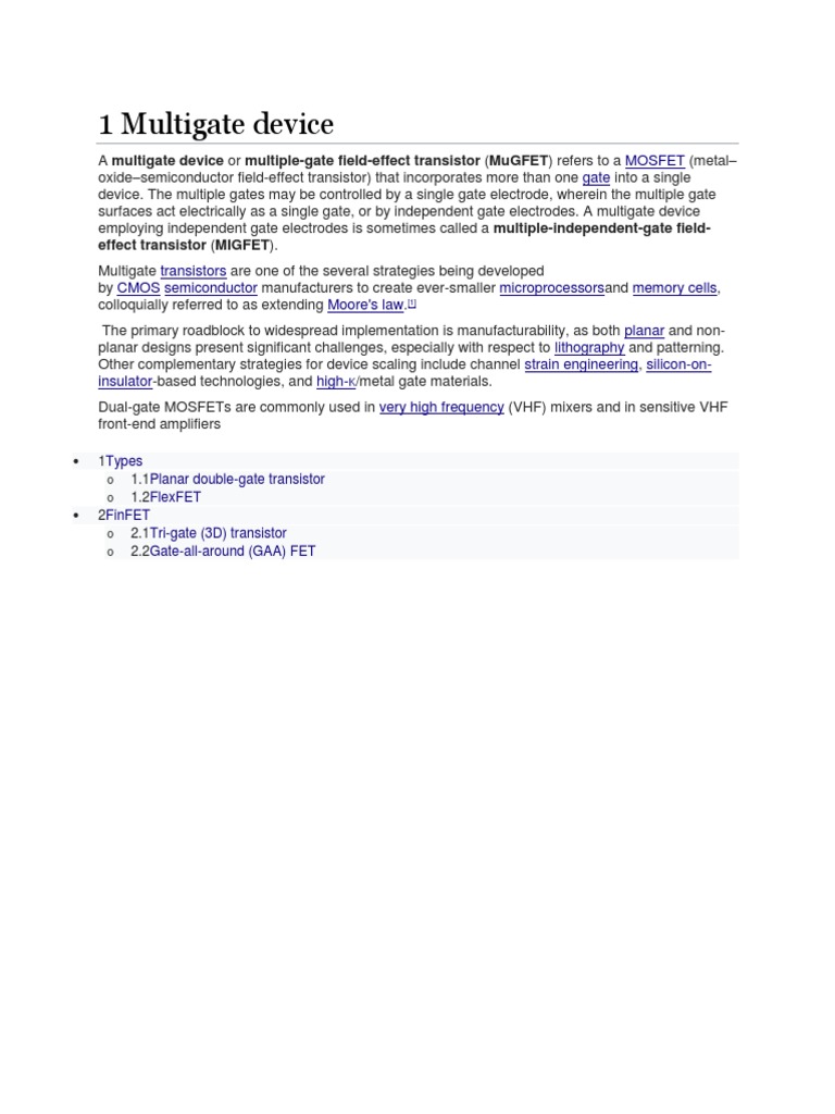 Multigate Transistor Overview | PDF