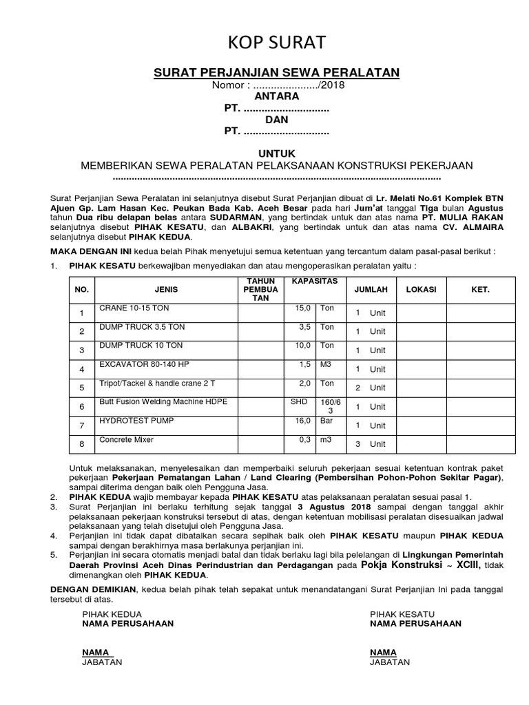 Contoh Sewa-Alat | PDF