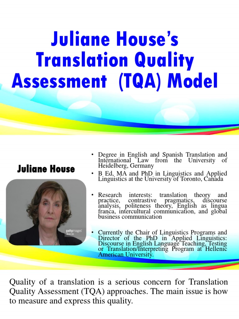 Juliane House's Translation Quality Assessment (TQA) Model | PDF