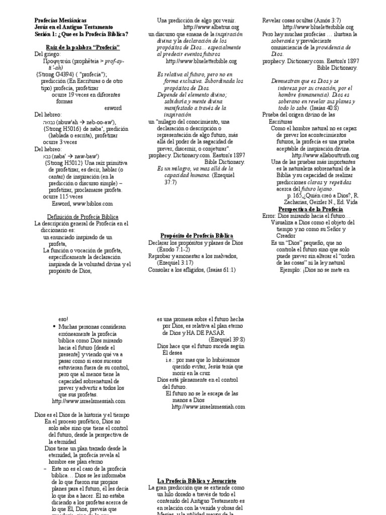 Profecías Mesiánicas Sesion 1 Hand Out | PDF | Profecía | Profeta