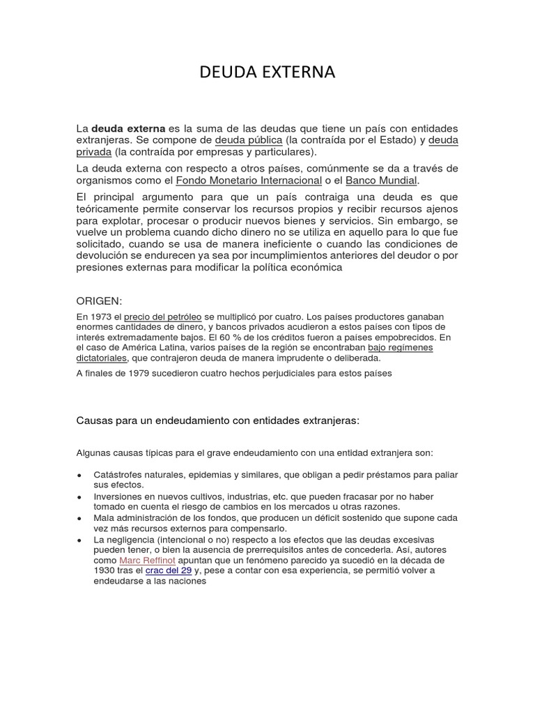 Deuda Externa | PDF | La deuda externa | Economias