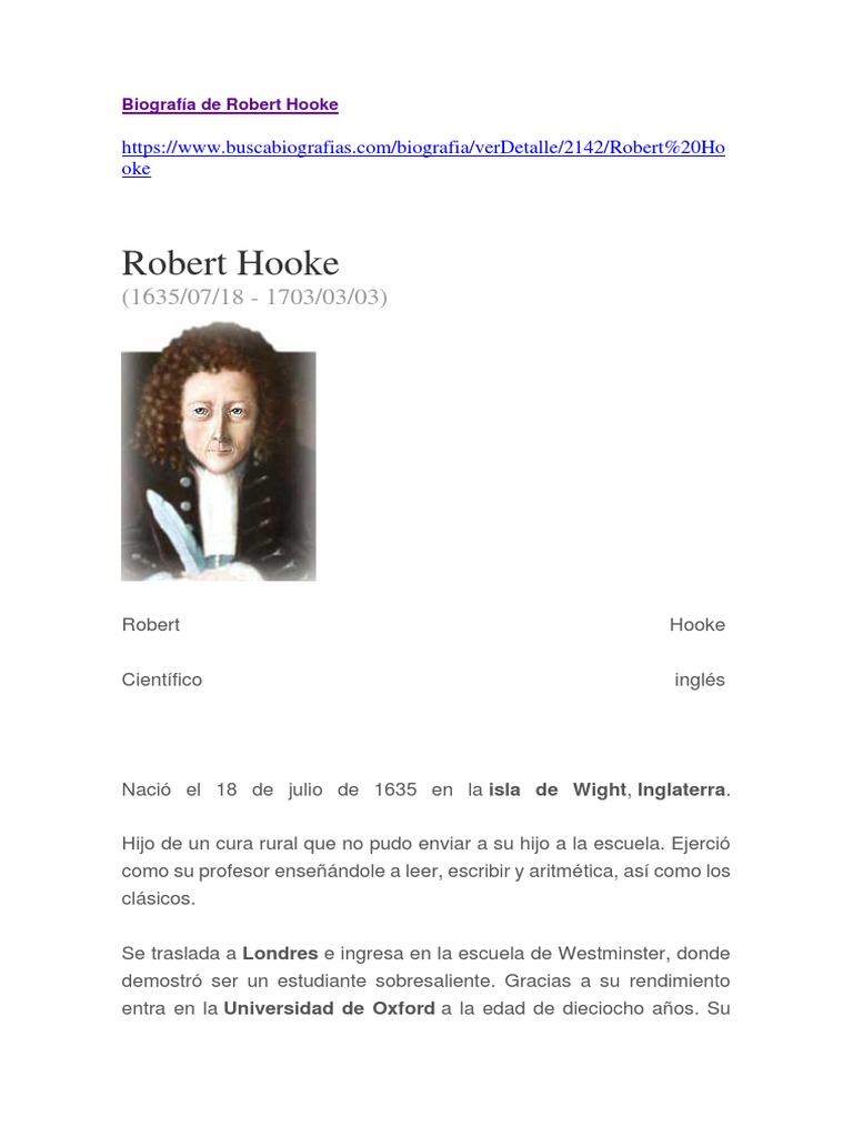 Biografía de Robert Hooke | PDF | Science | Física