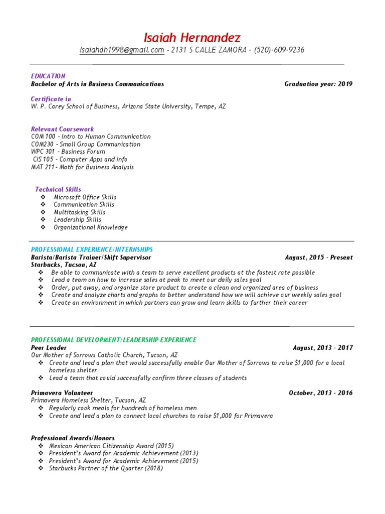 Isaiah Hernandez Resume | PDF