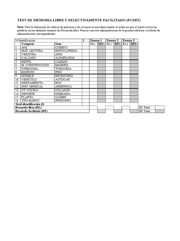 Hoja Corrección FCSRT