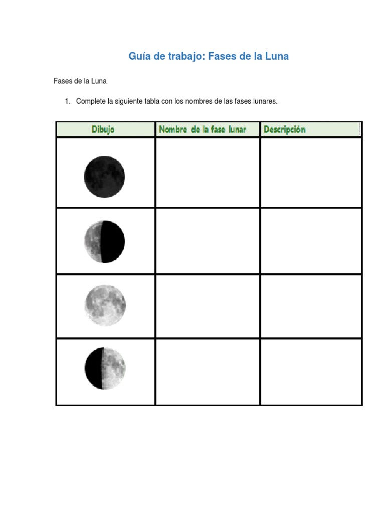 Actividades sobre las Fases de la Luna | PDF | Ciencia y matemáticas