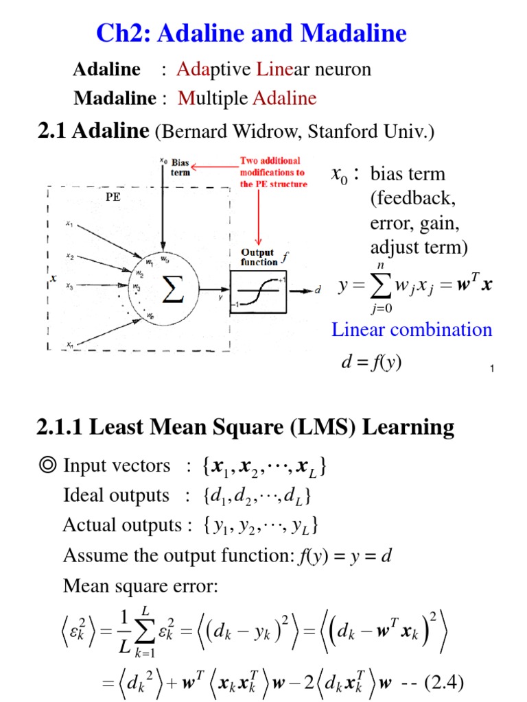 ANN - Ch2-Adaline and Madaline | PDF | Algorithms | Applied Mathematics