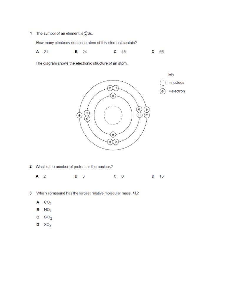 MCQ Pre IG Chem | PDF