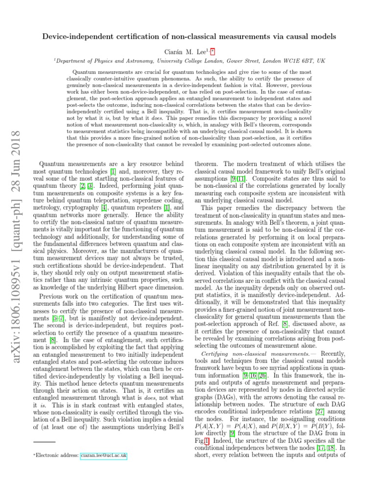 Quantum Causal Models | PDF | Quantum Entanglement | Quantum Mechanics
