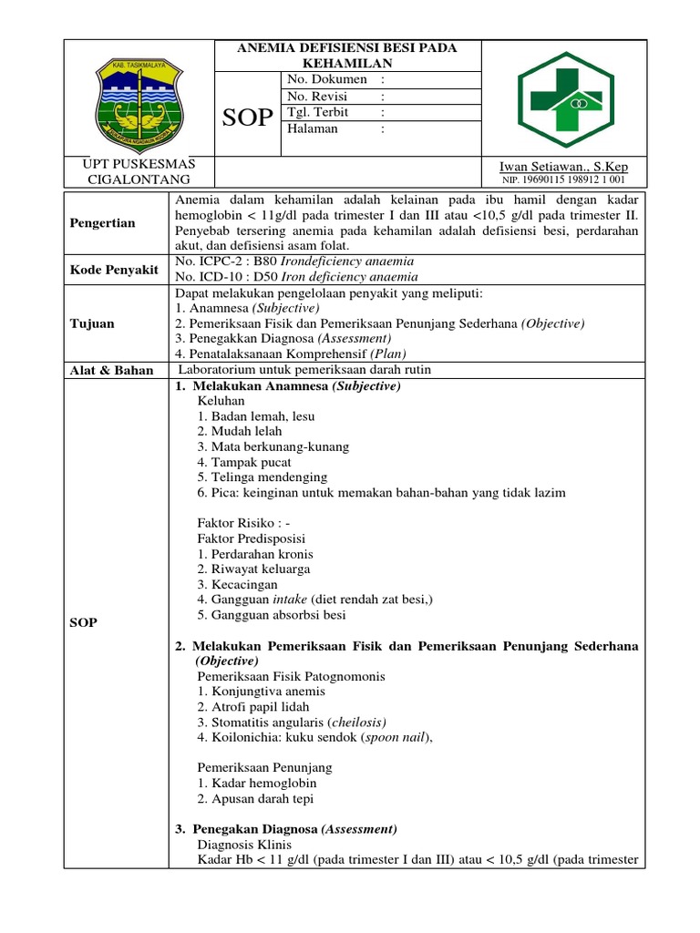 SOP Anemia Pada Kehamilan | PDF