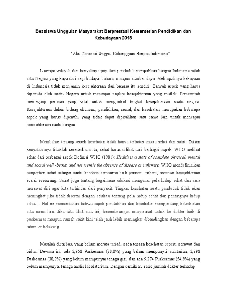 Essay Beasiswa Unggulan Kemendikbud | PDF