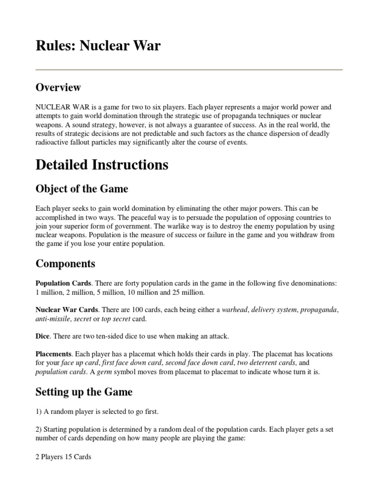 Nuclear War Rules | PDF | Anti Ballistic Missile | Nuclear Weapons