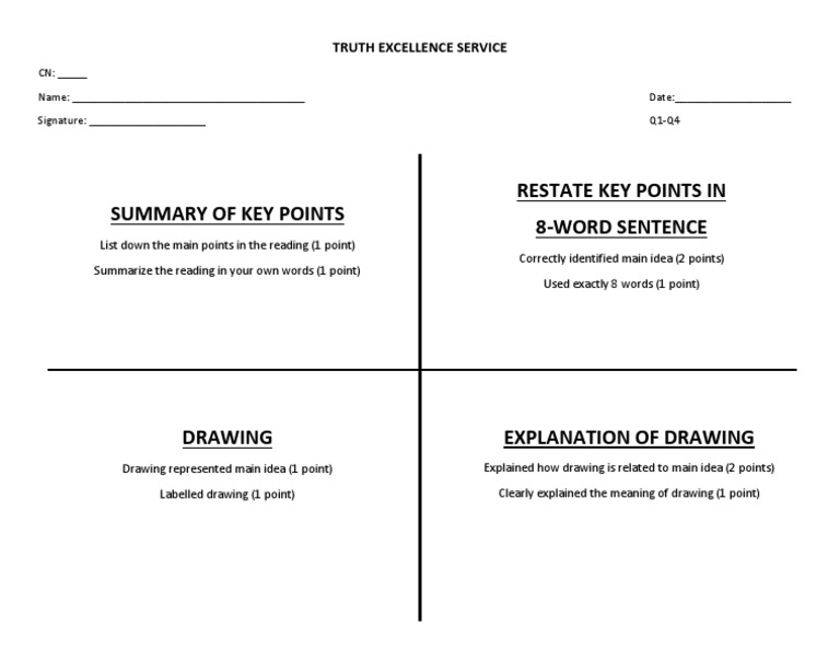 Summary of Key Points Restate Key Points in 8-Word Sentence: Truth ...