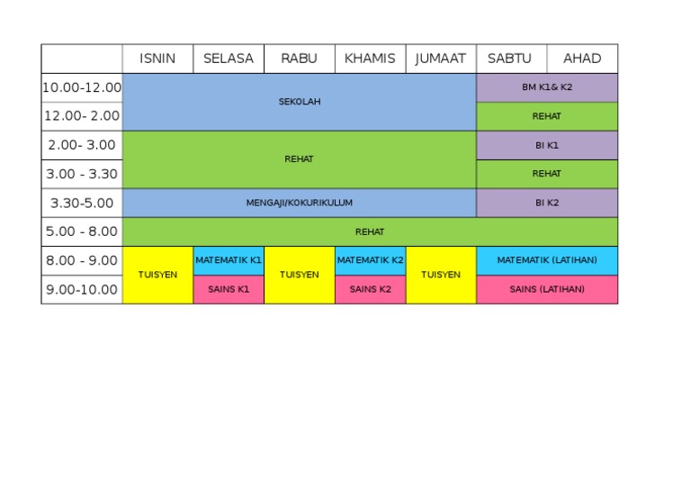Jadual Belajar | PDF
