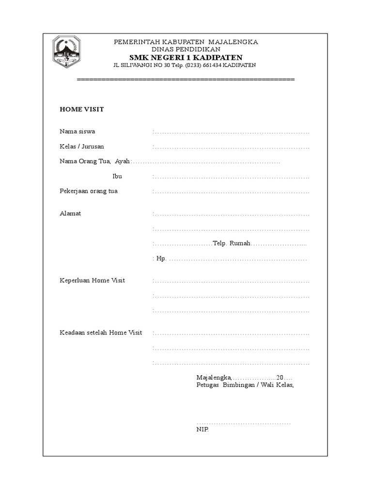 Format Home Visit | PDF