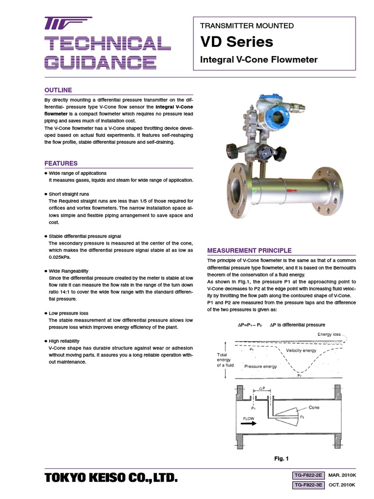VD Series: Integral V-Cone Flowmeter | PDF | Flow Measurement | Valve