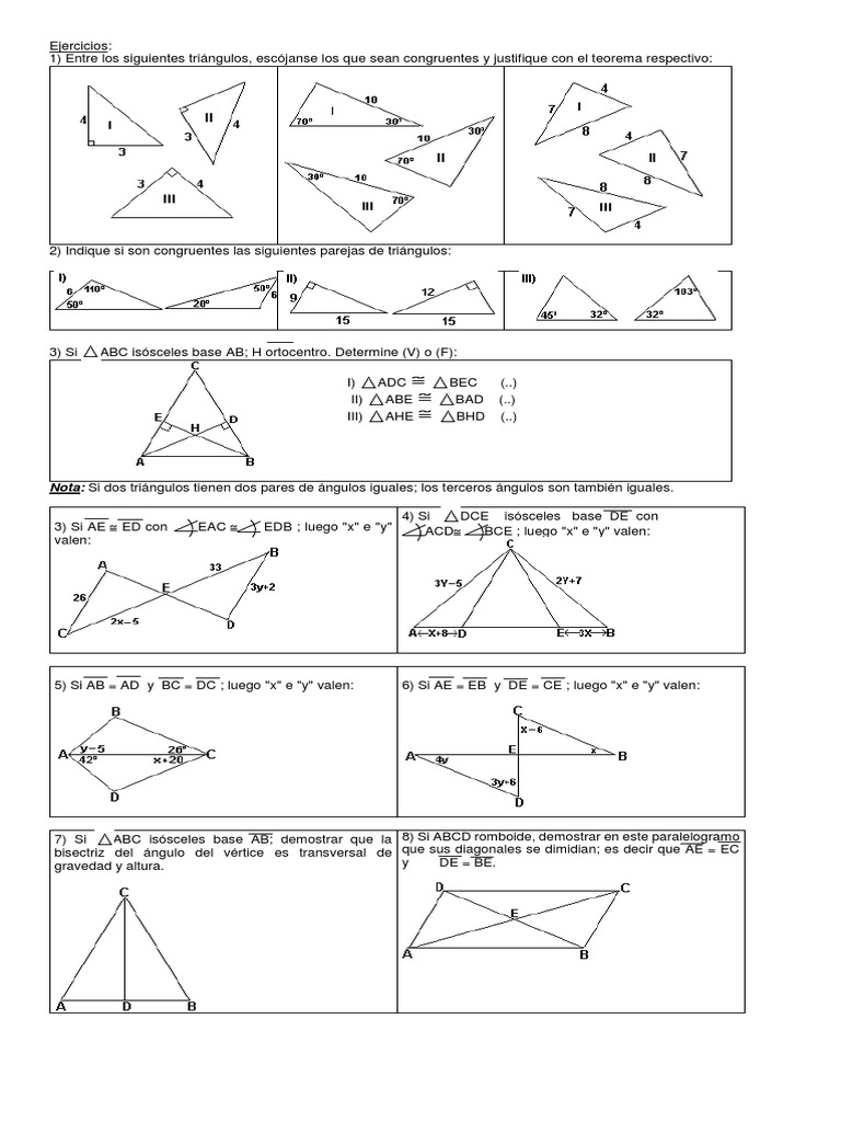Taller #1 Geometría Congruencia de Triángulos | PDF