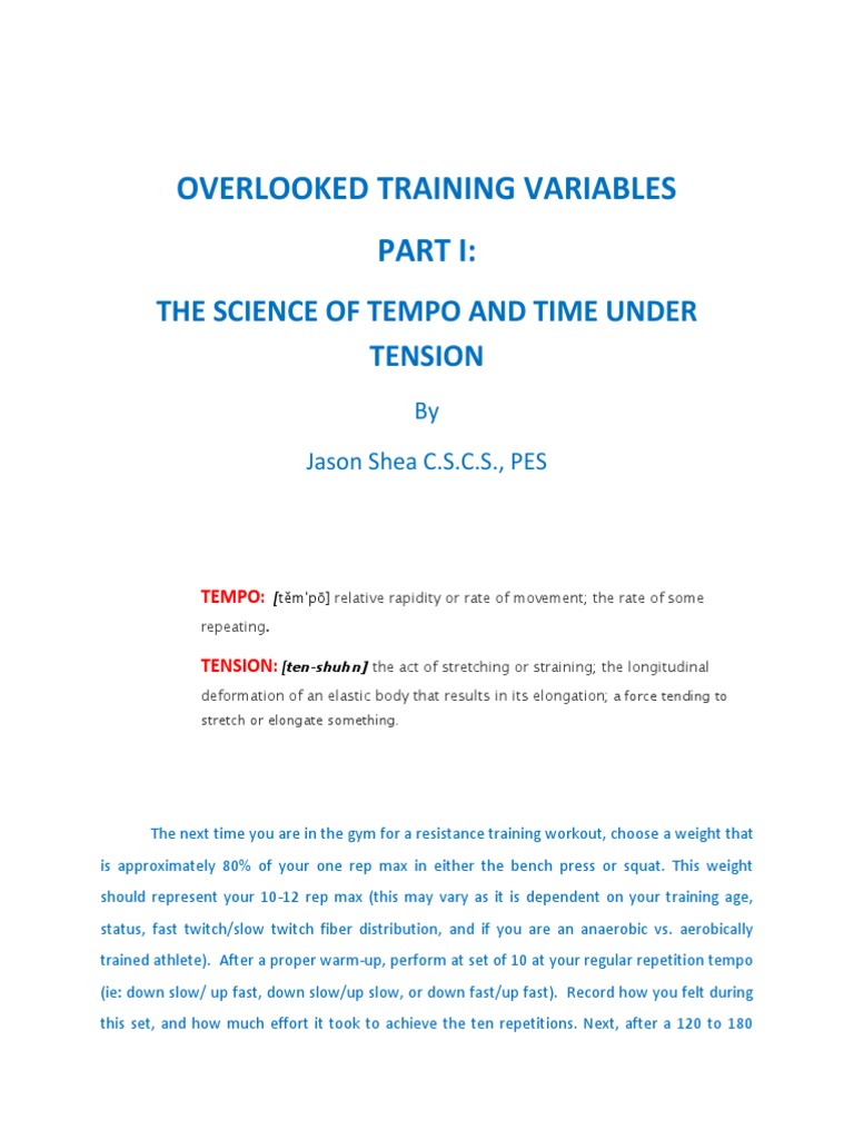 Understanding Workout Tempo and Tension | PDF | Muscle Contraction | Muscle