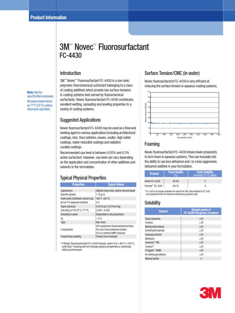 3M NOVEC FC-4430 Fluorosurfactant Product Information (98-0212-4160-3) Dec 2009 | PDF | Implied ...