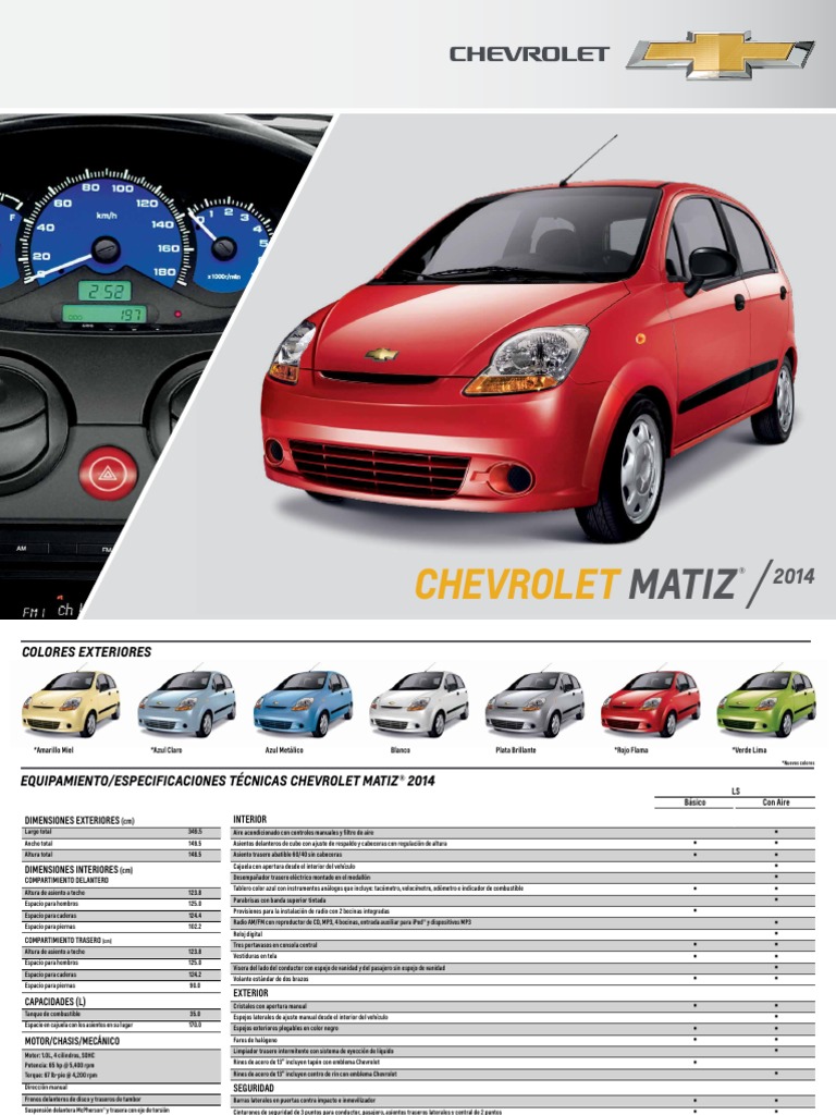 Hoja Especificaciones Matiz 2014 | PDF | Motores generales | Vehículos ...