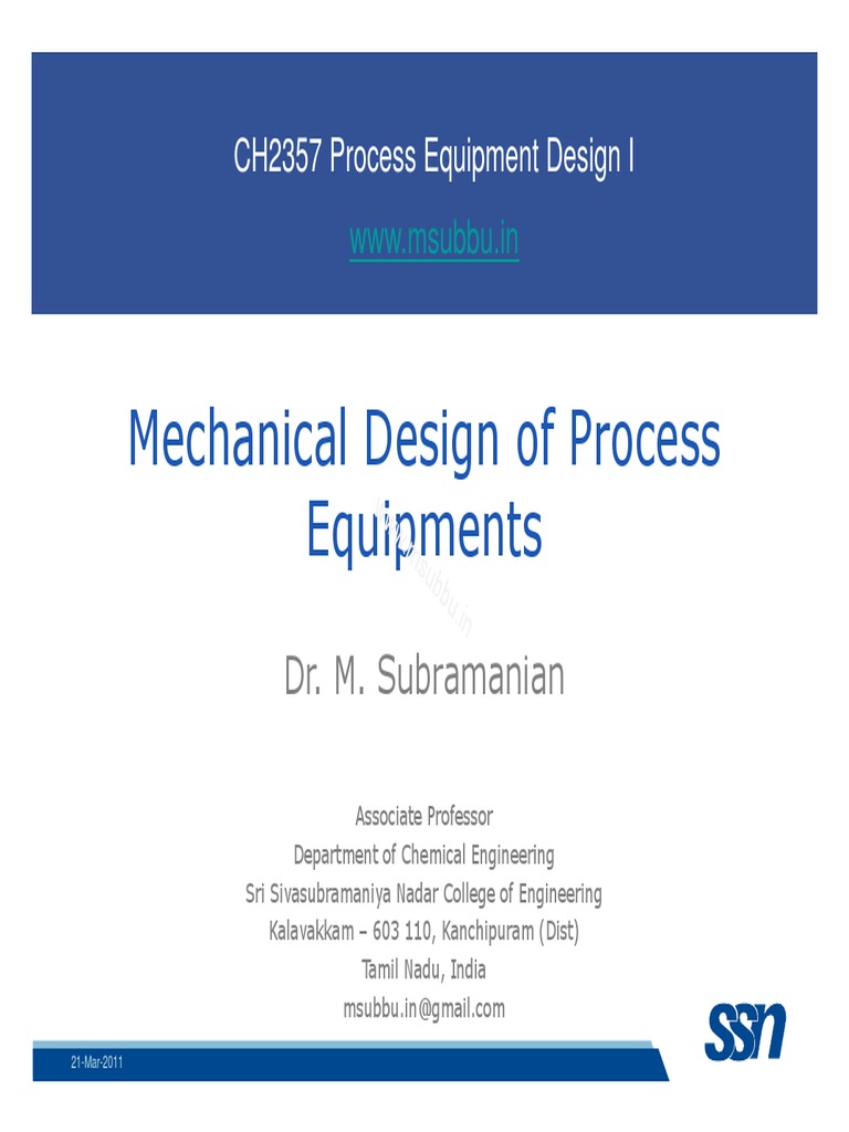 Mechanical Design of Process Equipment | PDF | Mechanical Engineering ...