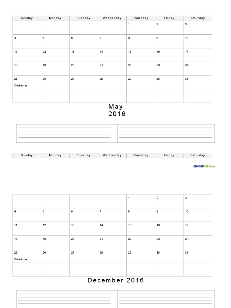 Weekly Calendar Overview for May 2016 | PDF