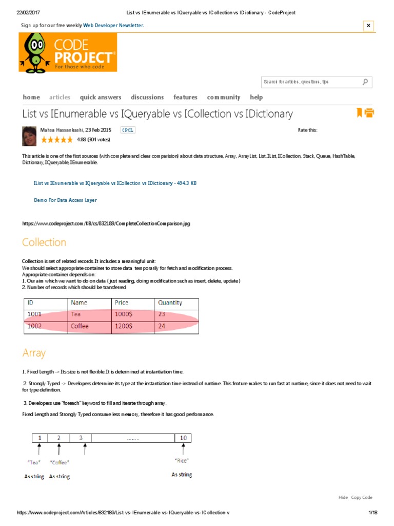 List Vs IEnumerable Vs IQueryable Vs ICollection Vs IDictionary | PDF ...