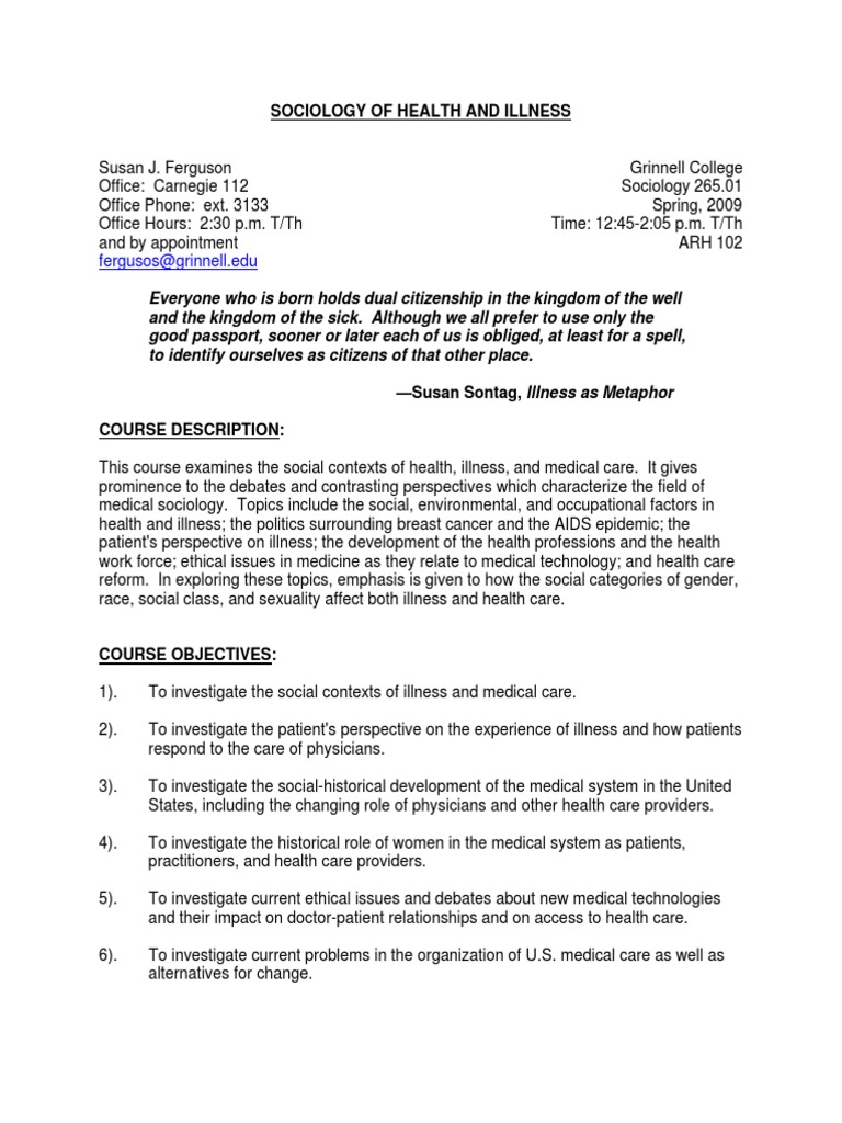 Sociology of Health and Illness: Fergusos@grinnell - Edu | PDF ...