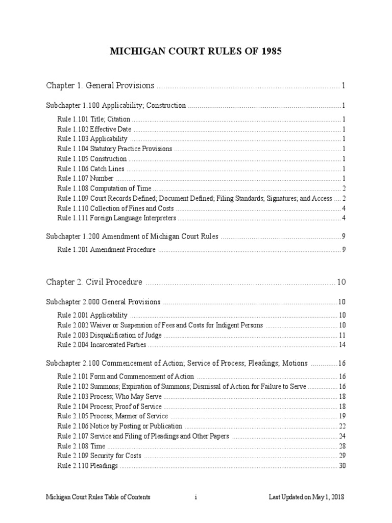Michigan Court Rules Overview | PDF | Discovery (Law) | Deposition (Law)