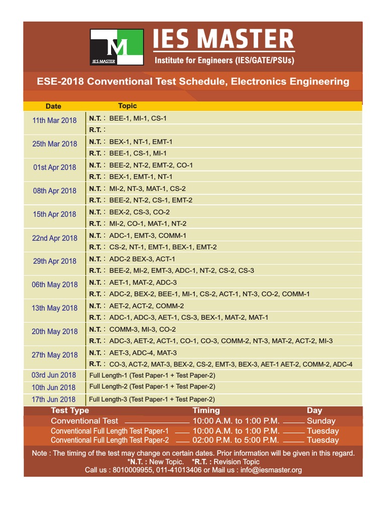 ECE Conventional ESE Schedule 2018 | PDF | Electrical Network | Digital ...