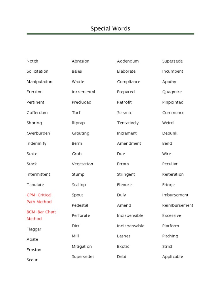 Special Words | PDF