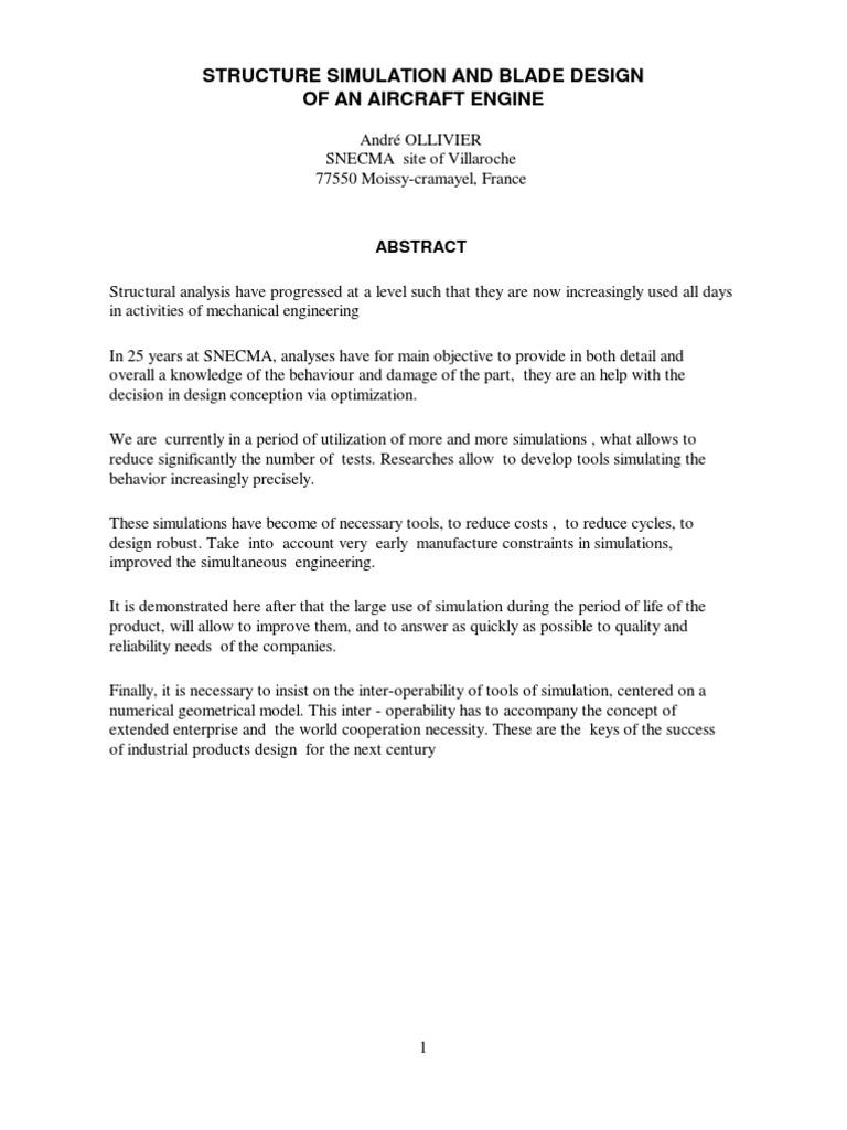 Structure Simulation and Blade Design of An Aircraft Engine | PDF ...