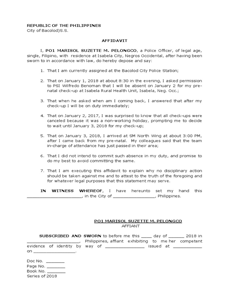 Affidavit of Explanation PO1 | PDF