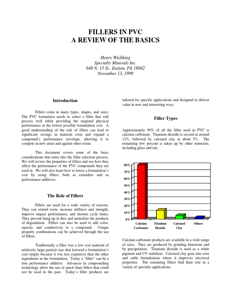 Fillers in PVC - A Review of The Basics PDF | PDF | Polyvinyl Chloride ...