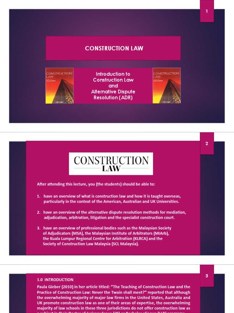 01 Construction Law - Introduction To Construction Law and Alternative ...