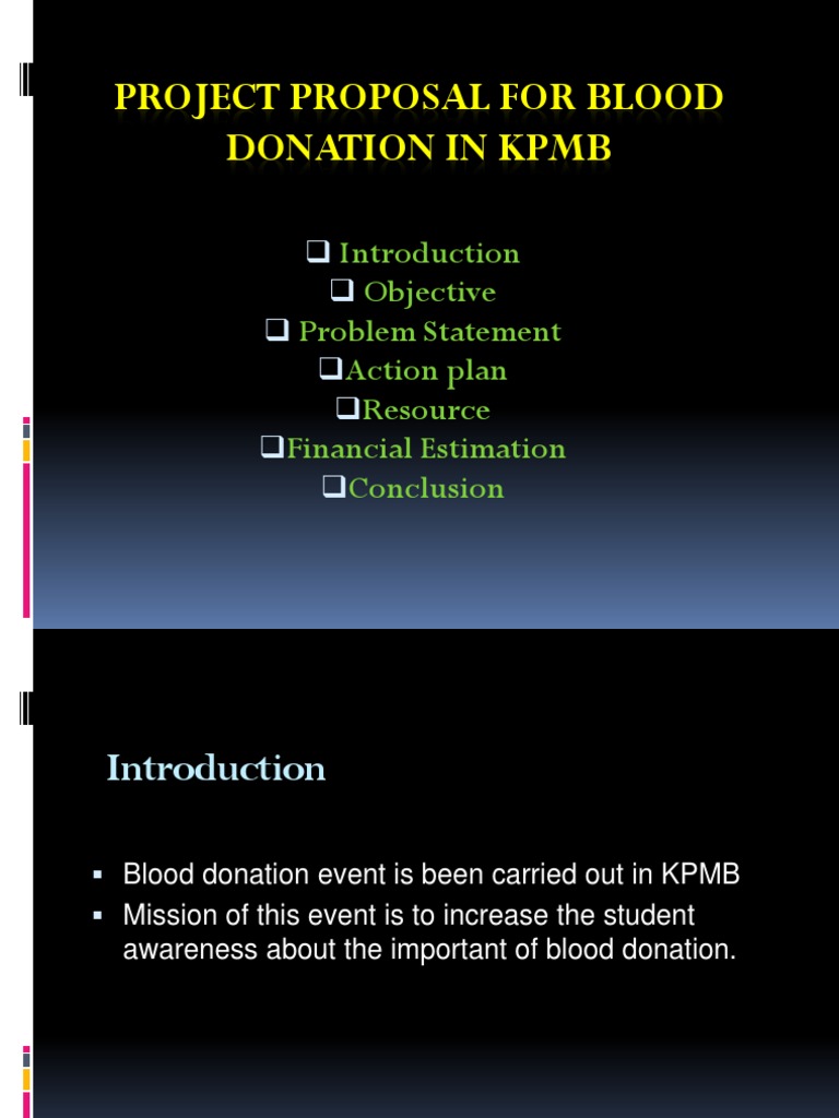 Project Proposal For Blood Donation in KPMB | PDF | Blood Donation | Blood