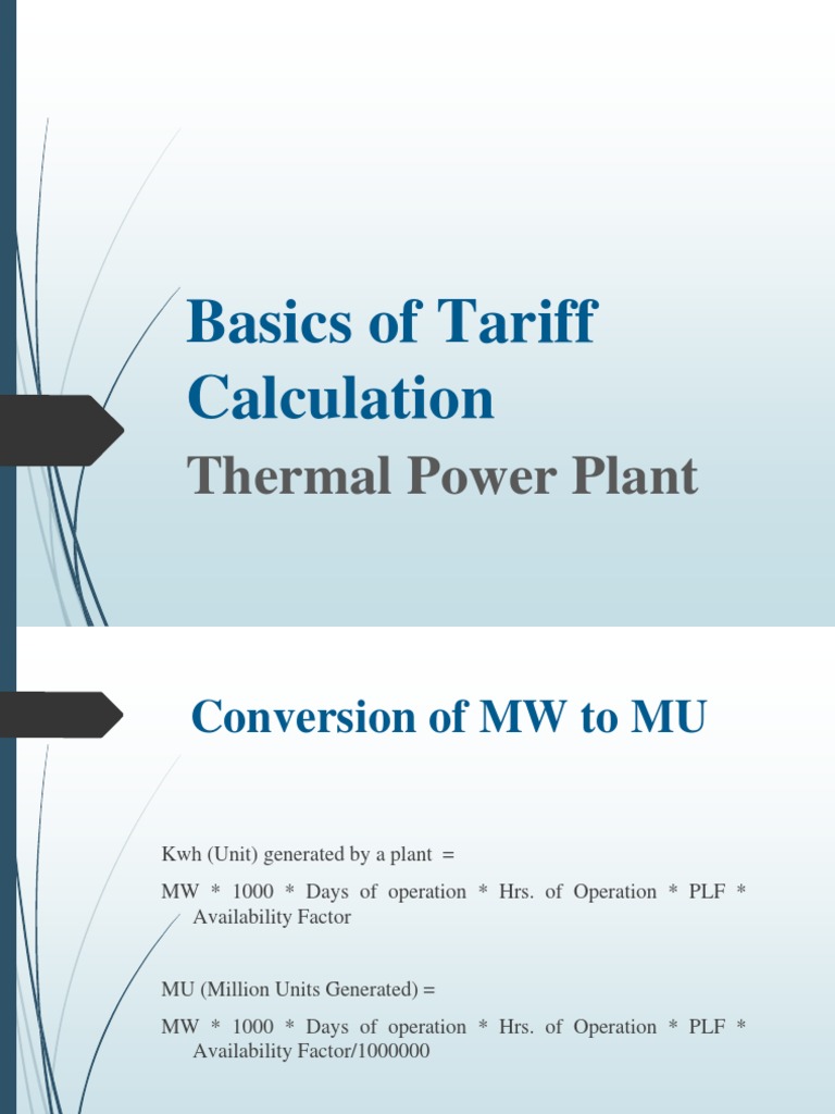 Basics of Tariff Calculation | PDF | Kilowatt Hour | Coal