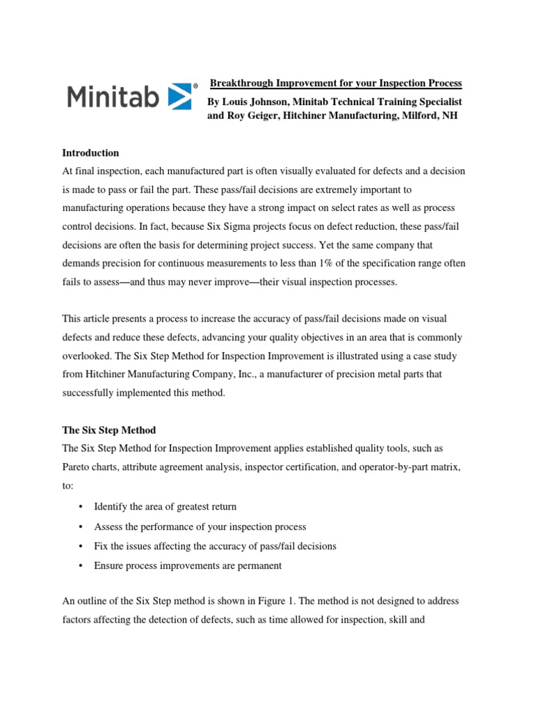 Inspection Process Improvement Breakthrough | PDF | Accuracy And ...