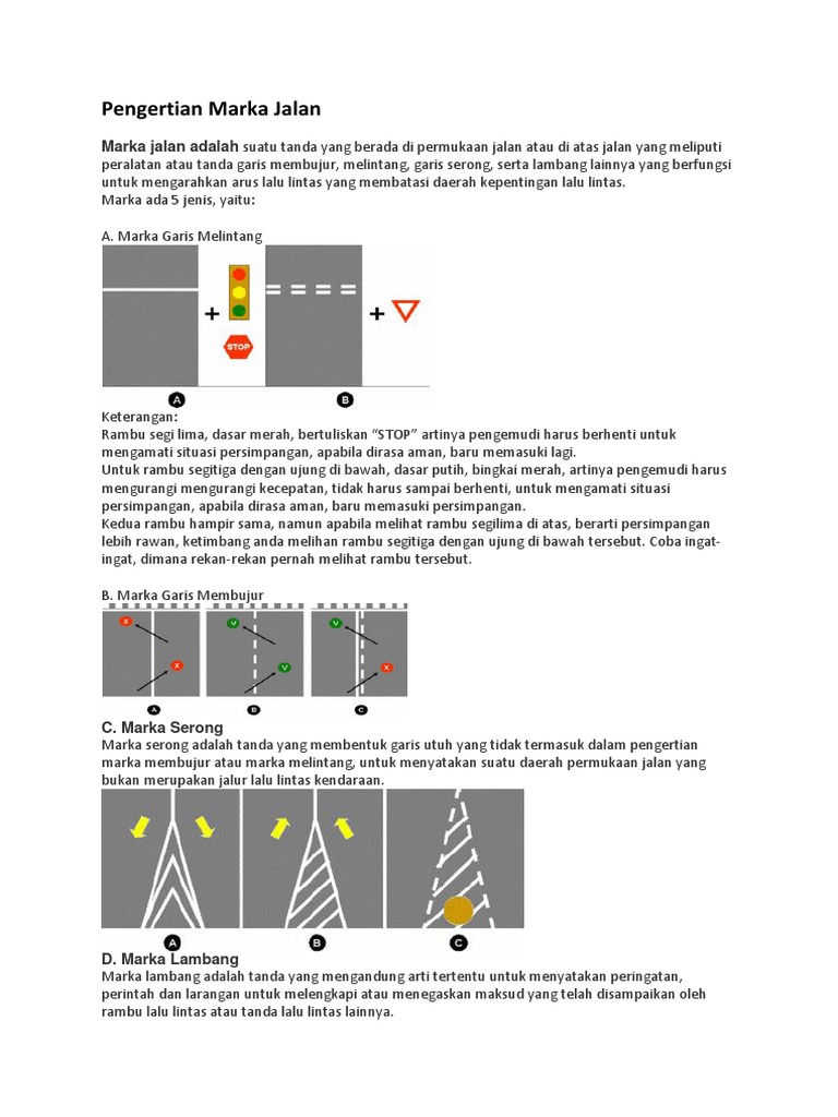 Jenis-jenis Marka Jalan dan Fungsinya | PDF